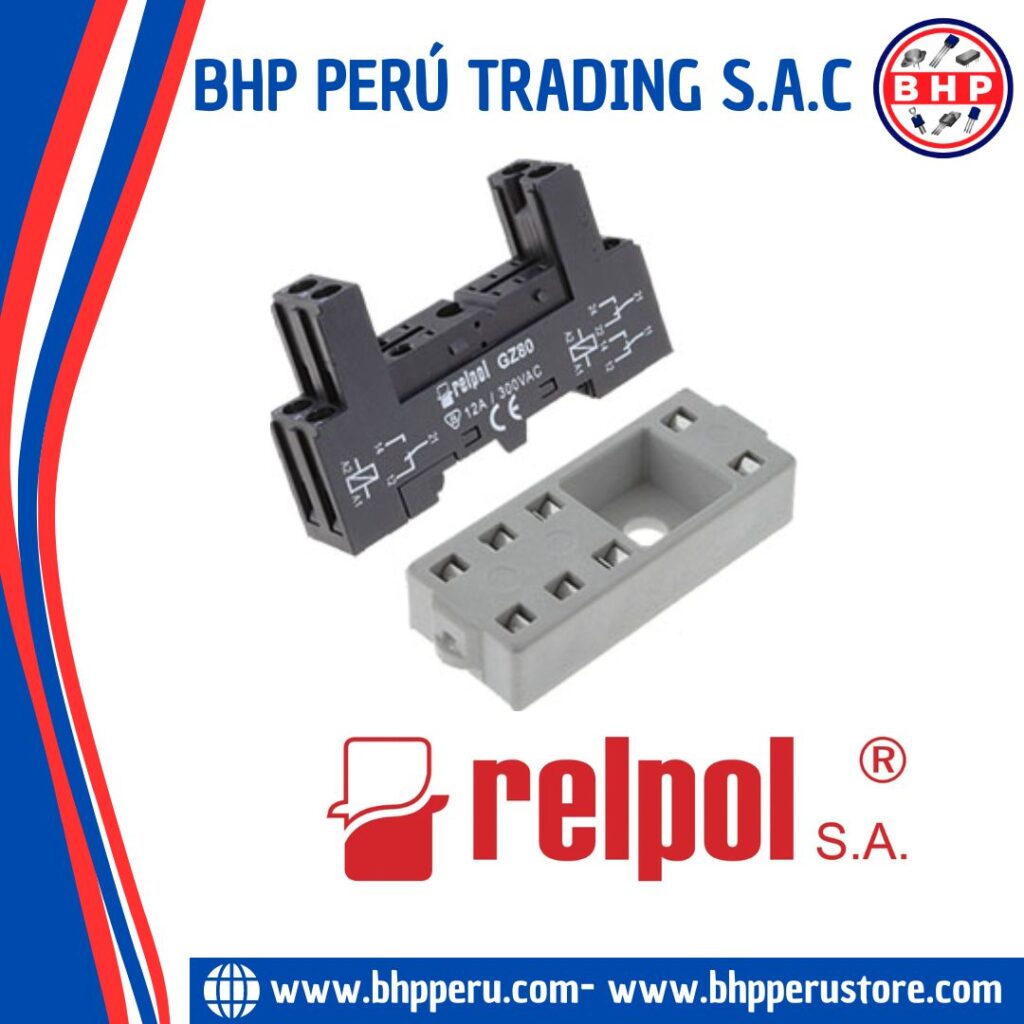 GZM80-BK RELPOL BASE PARA RELAY 8-PINES 12A/300VCA MONTAJE RIEL DIN ...
