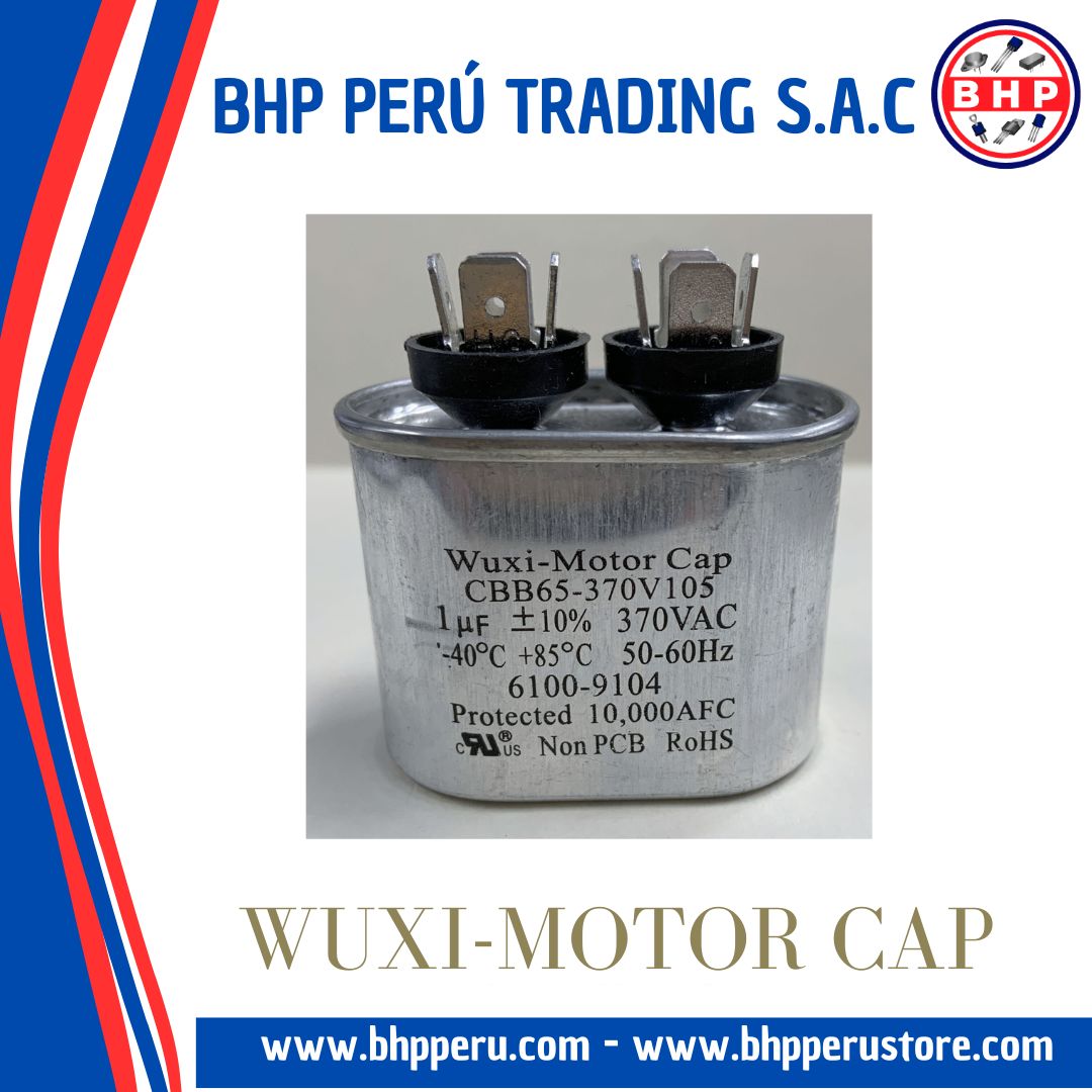 CBB65-370V105 WUXI-MOTOR CAPACITOR MOTOR RUN OVAL 1UF/1MFD / 370VAC ...