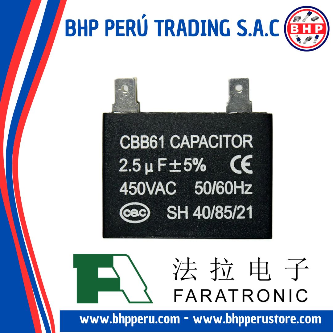 CBB61 2.5UF – 450VAC FARATRONIC CAPACITOR CBB61 SH 2.5UF – 450VAC ...