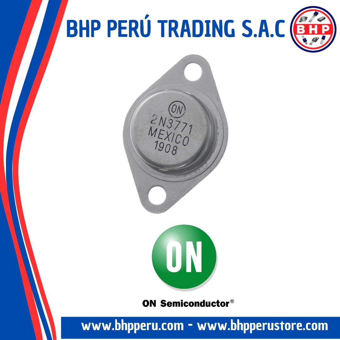 2N3771 ON SEMICONDUCTOR TRANSISTOR NPN BIPOLAR 30A/50V 150W. TO-3 – BHP ...