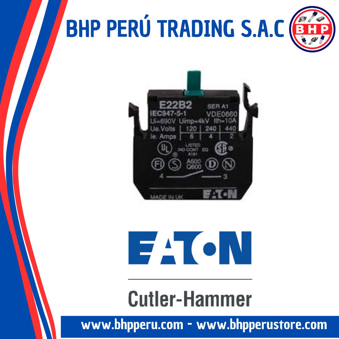 E22B2 EATON / CUTLER HAMMER BLOQUE DE CONTACTO DE PULSADOR 1 NO – BHP ...